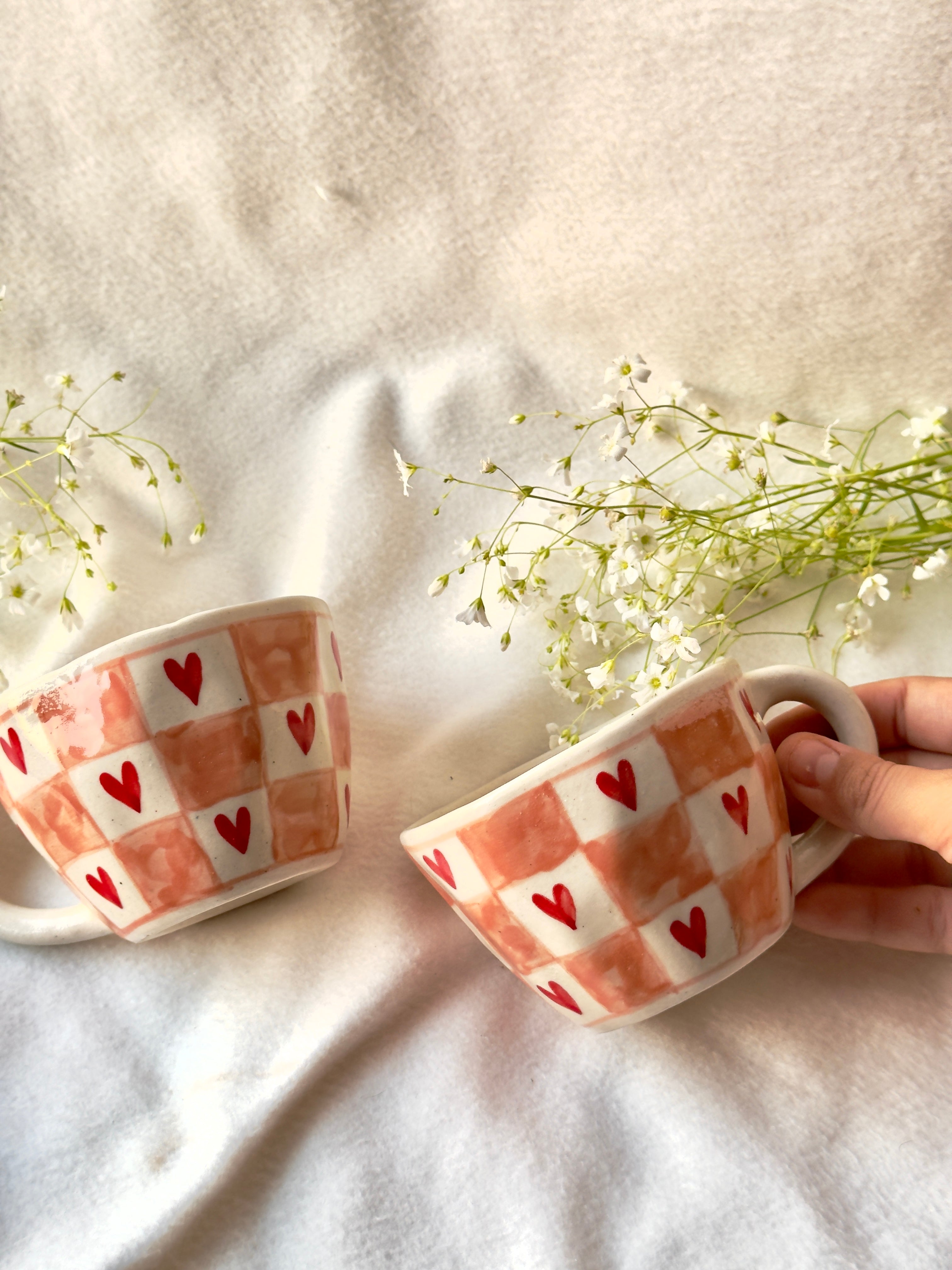 Checkered Heart Mug – Pastel Home